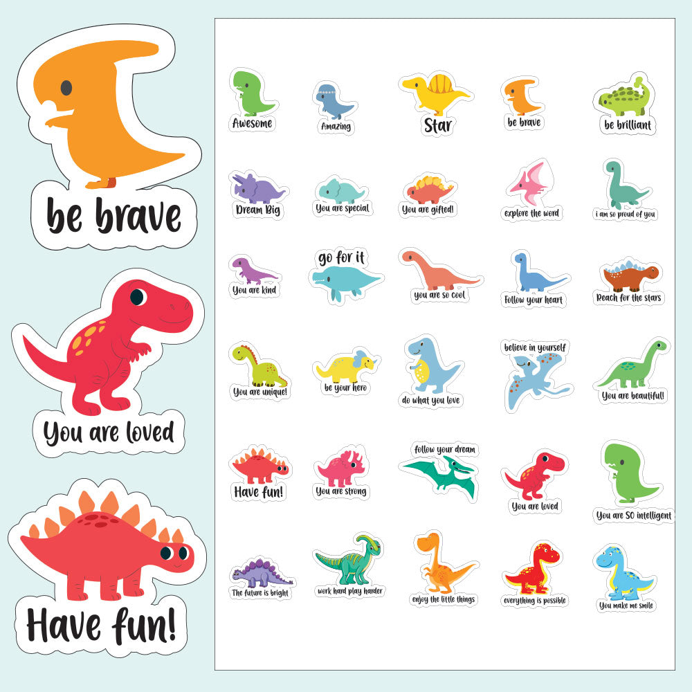 Waterproof Reward & Motivational Stickers - Dinosaur - 30pcs – Twinkle ...